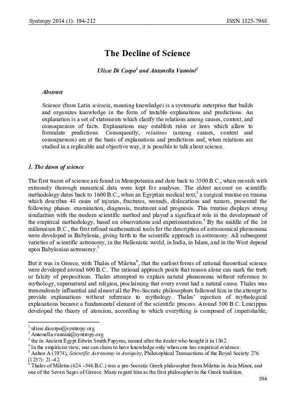 (PDF) The Decline of Science