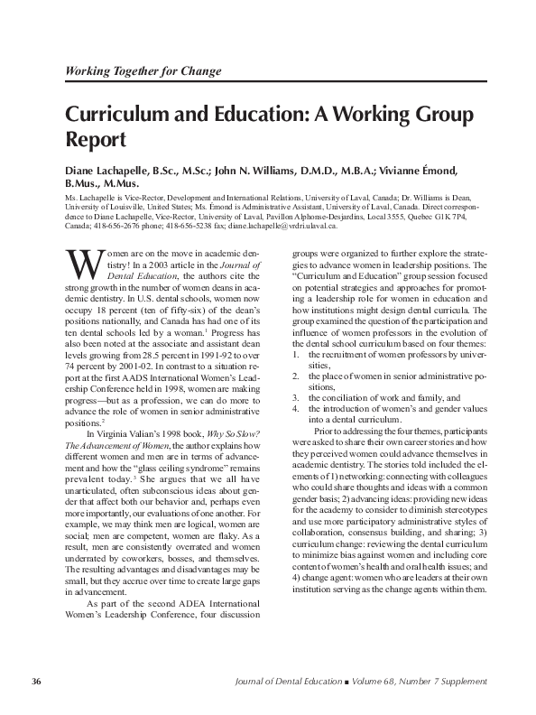 (PDF) Curriculum and Education: A Working Group Report