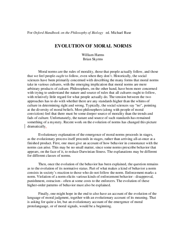 (PDF) Evolution of Moral Norms