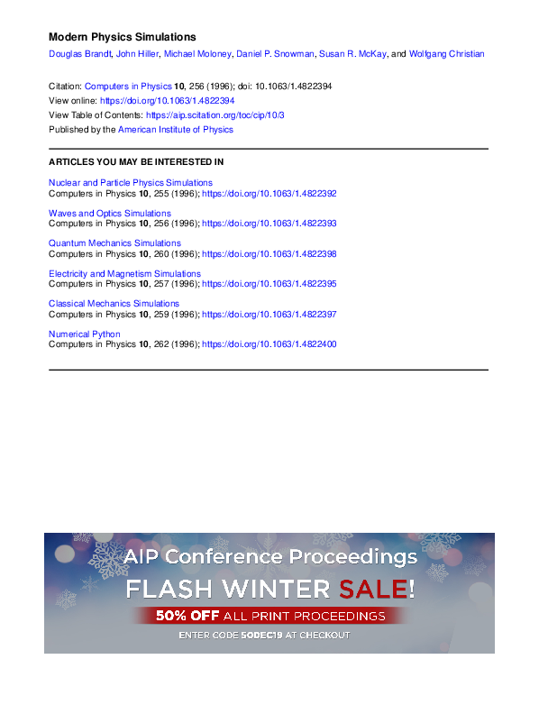 (PDF) Modern Physics Simulations