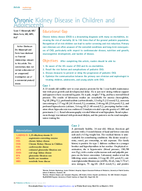(PDF) Chronic kidney disease in children and adolescents