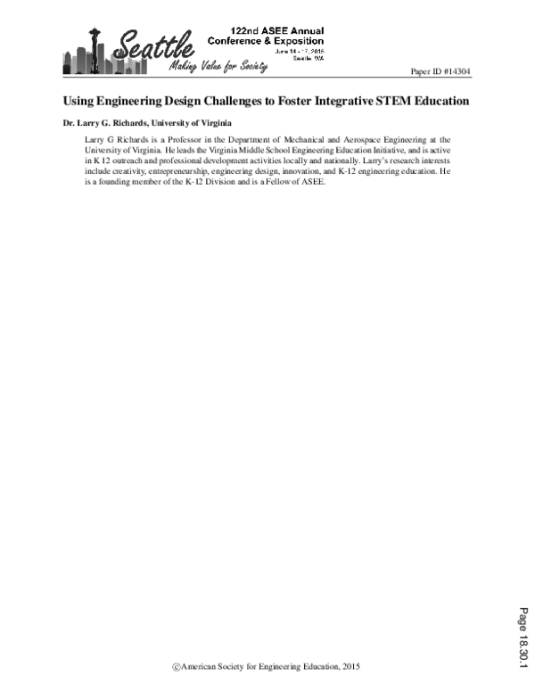 (PDF) Using Engineering Design Challenges to Foster Integrative STEM ...