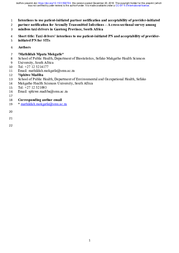 (PDF) Intentions to use patient-initiated partner notification and ...