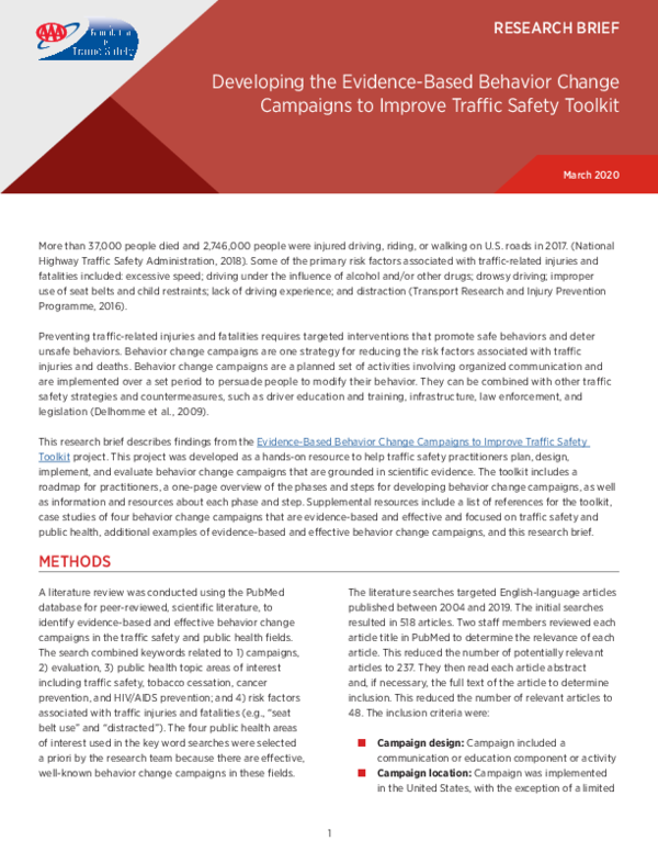 (PDF) Evidence-Based Behavior Change Campaigns to Improve Traffic ...