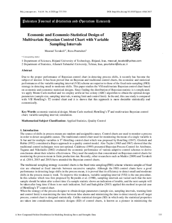 Pdf Economic And Economic Statistical Design Of Multivariate Bayesian Control Chart With