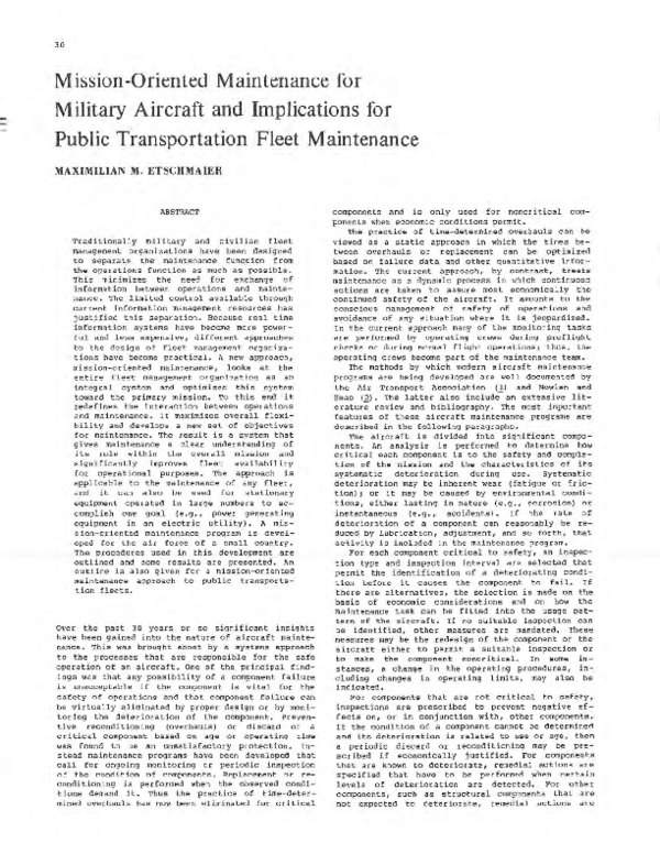 (PDF) Mission-Oriented Maintenance for Military Aircraft and ...