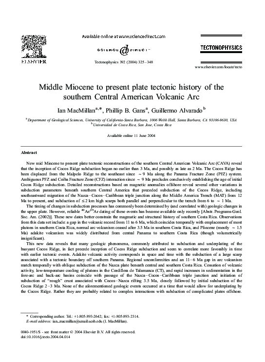 (PDF) CAVA Plate Tectonics: Miocene to Present