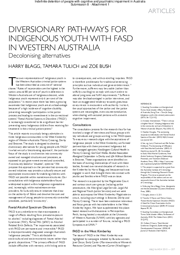 (PDF) Diversionary Pathways for Indigenous Youth with Fasd in Western ...