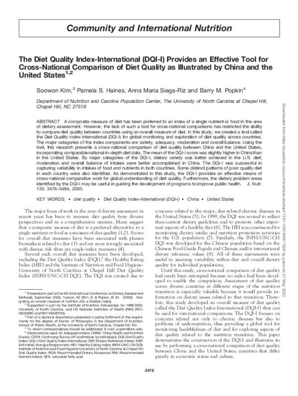 (PDF) The Diet Quality Index-International (DQI-I) provides an ...