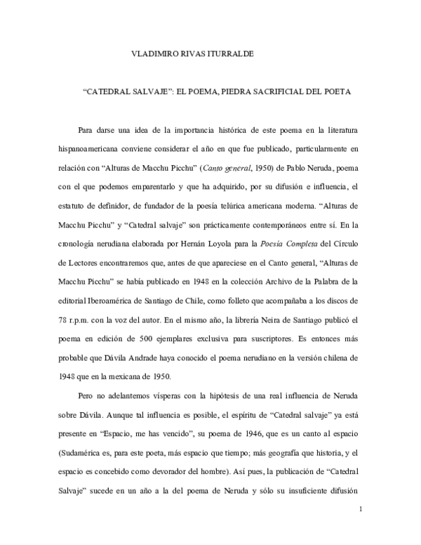 (DOC) "CATEDRAL SALVAJE" DE CÉSAR DÁVILA ANDRADE: EL POEMA, PIRA ...