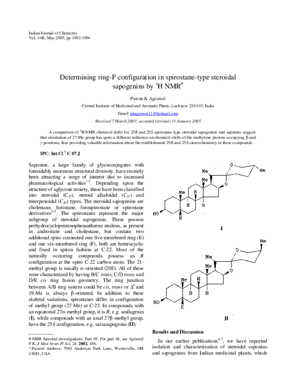 (PDF) Determining ring-F configuration in spirostane-type steroidal ...