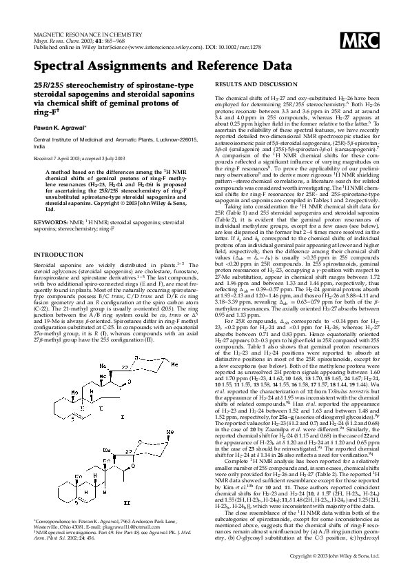 (PDF) 25R/25S stereochemistry of spirostane-type steroidal sapogenins ...