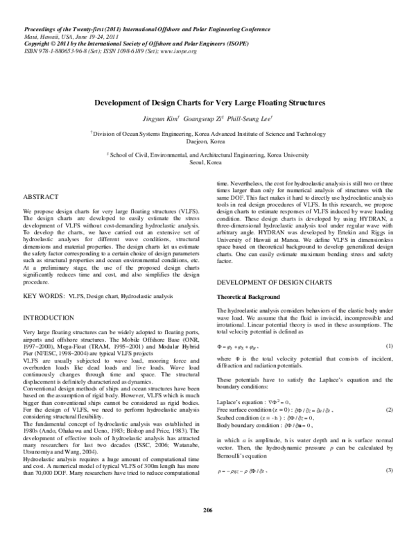 Pdf Design Charts For Very Large Floating Structures