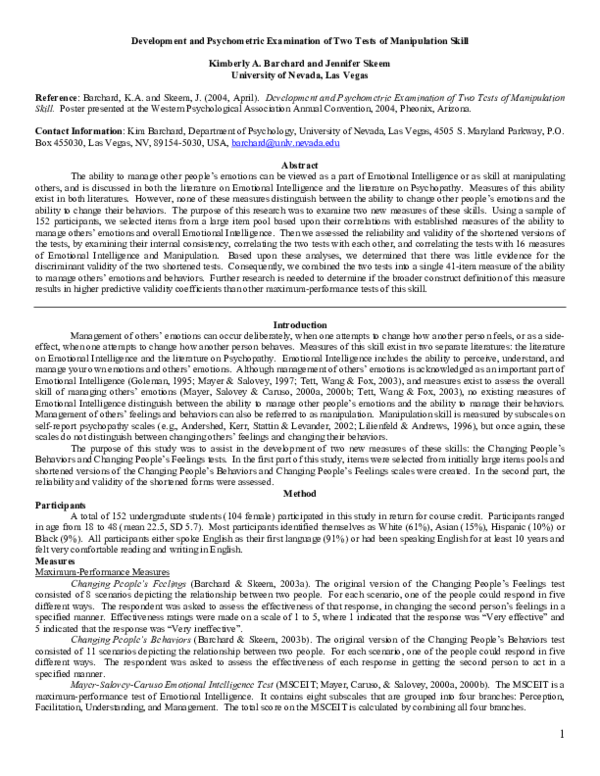 (PDF) Development and Psychometric Examination of Two Tests of ...