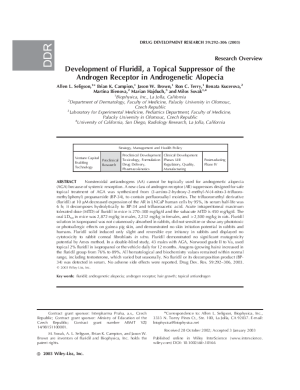 (PDF) Development of fluridil, a topical suppressor of the androgen ...