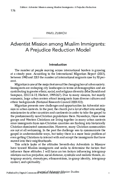 (PDF) Adventist Mission among Muslim Immigrants: A Prejudice Reduction ...