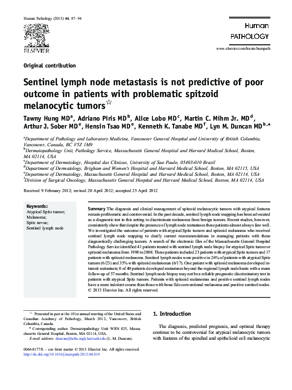 (PDF) Atypical Spitzoid neoplasms: a review of potential markers of ...