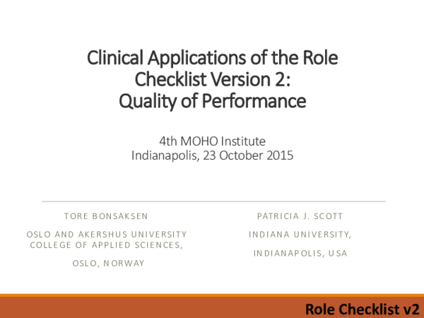 (PDF) Clinical Applications of the Role Checklist Version 2: Quality of ...
