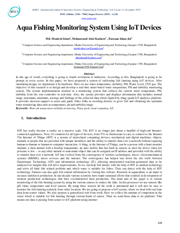 (PDF) Aqua Fishing Monitoring System Using IoT Devices