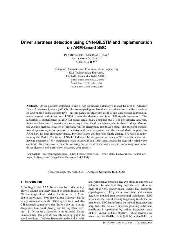 (PDF) Driver alertness detection using CNN-BiLSTM and implementation on ...
