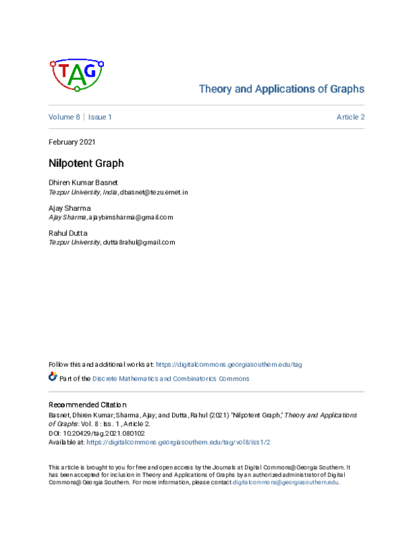 (PDF) Nilpotent Graph
