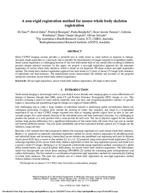 (PDF) A non-rigid registration method for mouse whole body skeleton ...