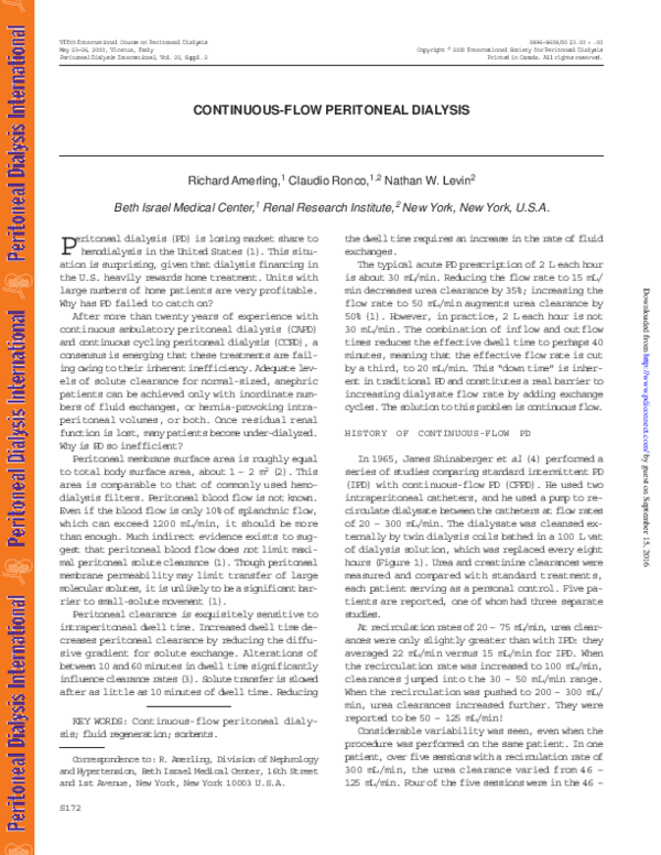 (PDF) Continuous-Flow Peritoneal Dialysis
