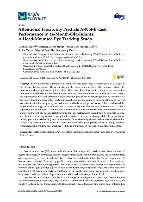 (PDF) Attentional Flexibility Predicts A-Not-B Task Performance in 14 ...
