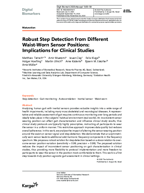 Pdf Robust Step Detection From Different Waist Worn Sensor Positions Implications For