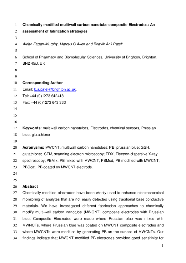 (PDF) Chemically modified multiwall carbon nanotube composite ...