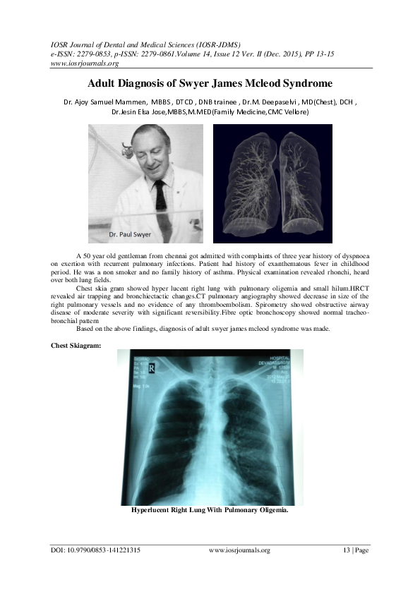 (PDF) Adult diagnosis of Swyer-James-Macleod syndrome | deniz esin ...