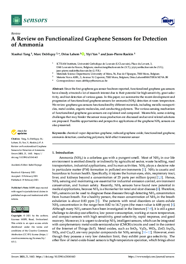(PDF) A Review on Functionalized Graphene Sensors for Detection of Ammonia