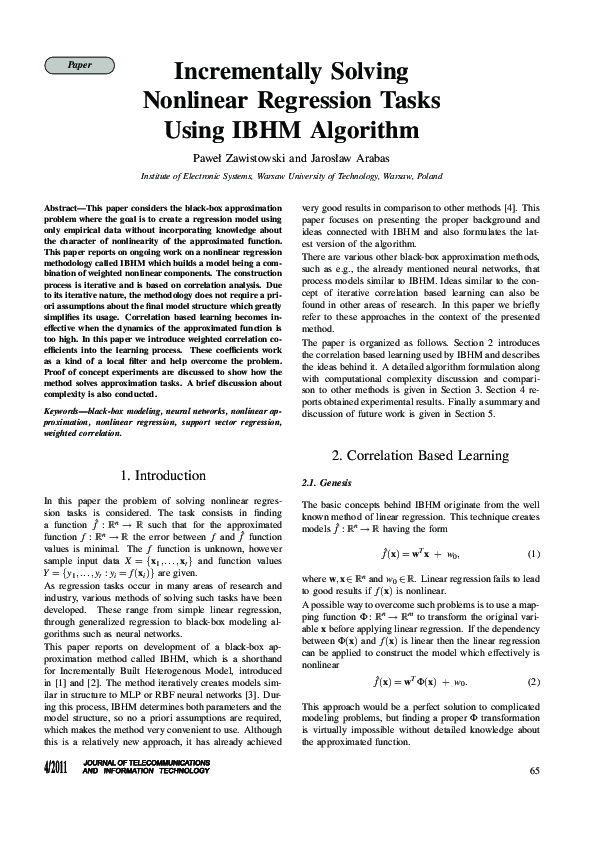 (PDF) Incrementally Solving Nonlinear Regression Tasks Using IBHM Algorithm | Paweł Zawistowski ...