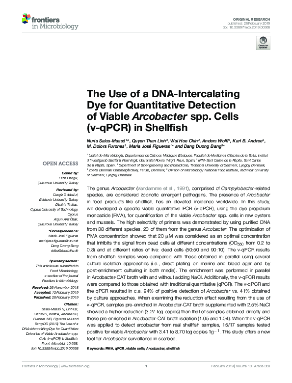 Pdf A Viable Quantitative Approach V Qpcr For Detecting Arcobacter