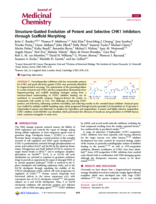 (PDF) Structure-Guided Evolution of Potent and Selective CHK1 Inhibitors through Scaffold Morphing