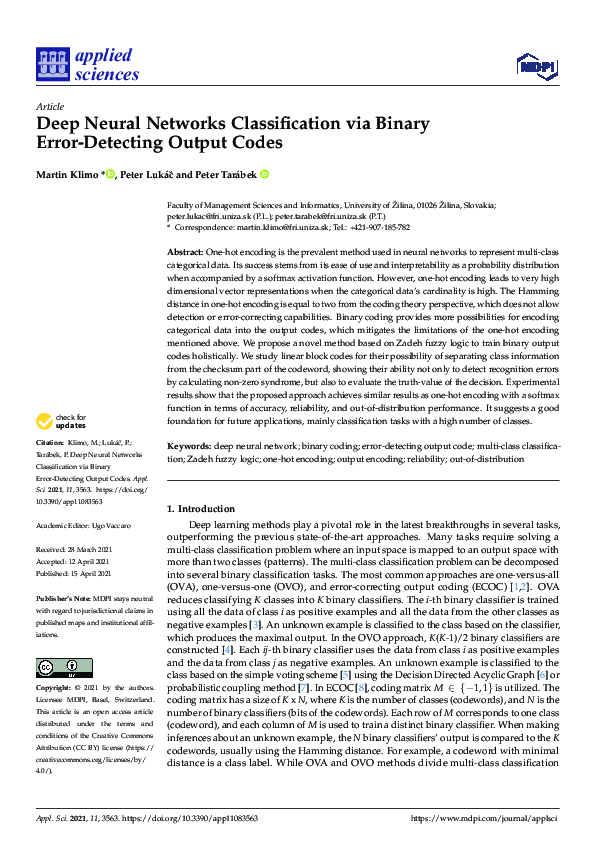 Pdf Deep Neural Networks Classification Via Binary Error Detecting 8118