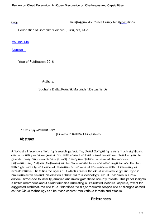 (PDF) Review on Cloud Forensics: An Open Discussion on Challenges and Capabilities