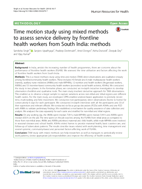(PDF) Time motion study using mixed methods to assess service delivery ...