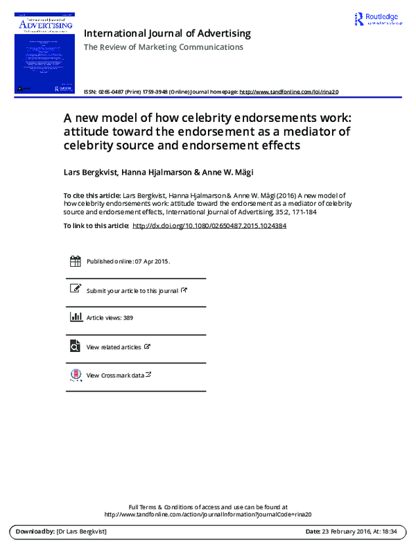 (PDF) A new model of how celebrity endorsements work: attitude toward ...