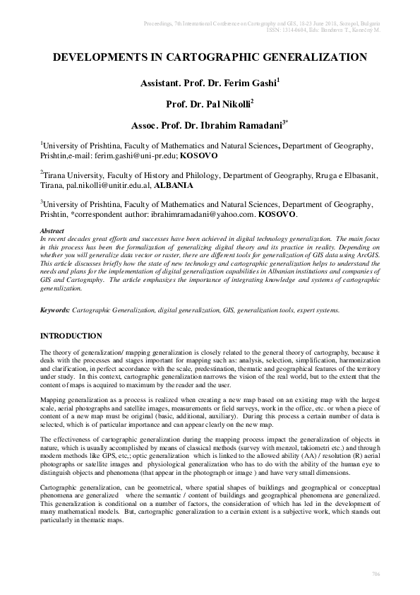 (PDF) Developments in Cartographic Generalization