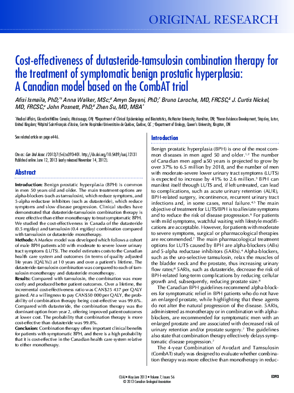 (PDF) Cost-effectiveness of dutasteride-tamsulosin combination therapy ...