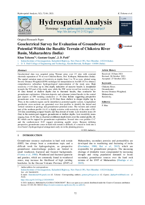 (PDF) Geoelectrical Survey for Evaluation of Groundwater Potential ...