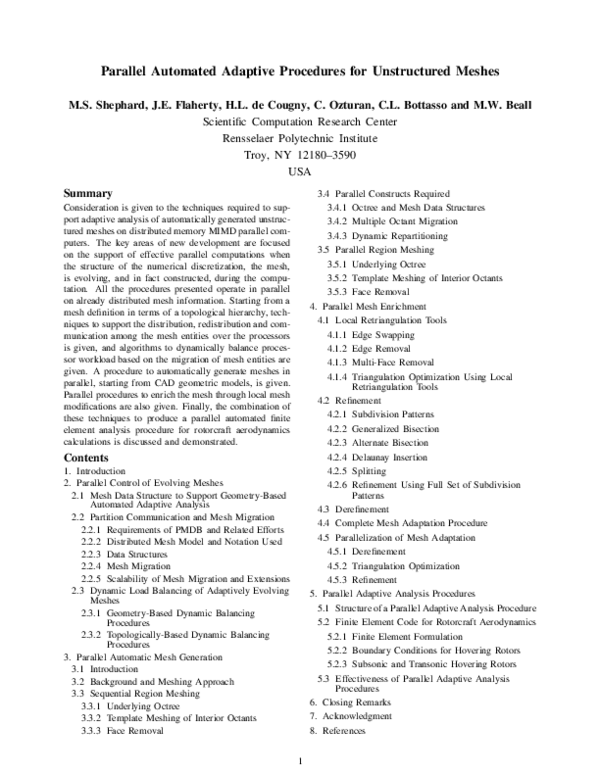 (PDF) Parallel Automated Adaptive Procedures for Unstructured Meshes