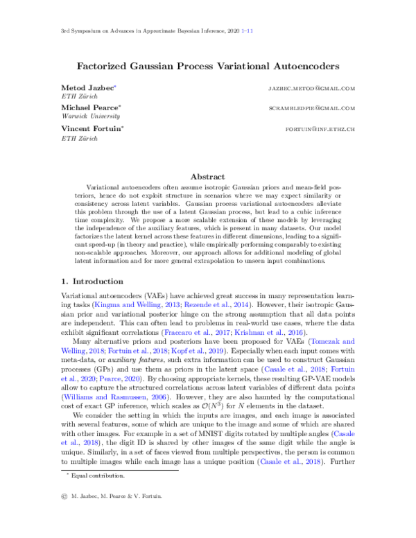 (PDF) Factorized Gaussian Process Variational Autoencoders
