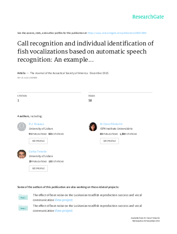 (PDF) Call recognition and individual identification of fish ...