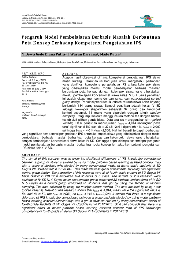 (PDF) Pengaruh Model Pembelajaran Berbasis Masalah (PBM) Dan Motif Berprestasi Terhadap Hasil ...