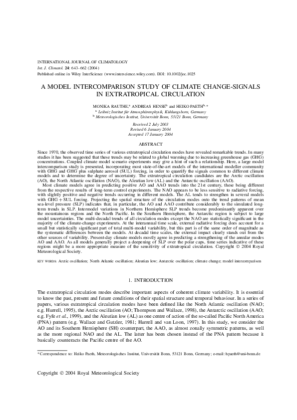 (PDF) A model intercomparison study of climate change-signals in ...