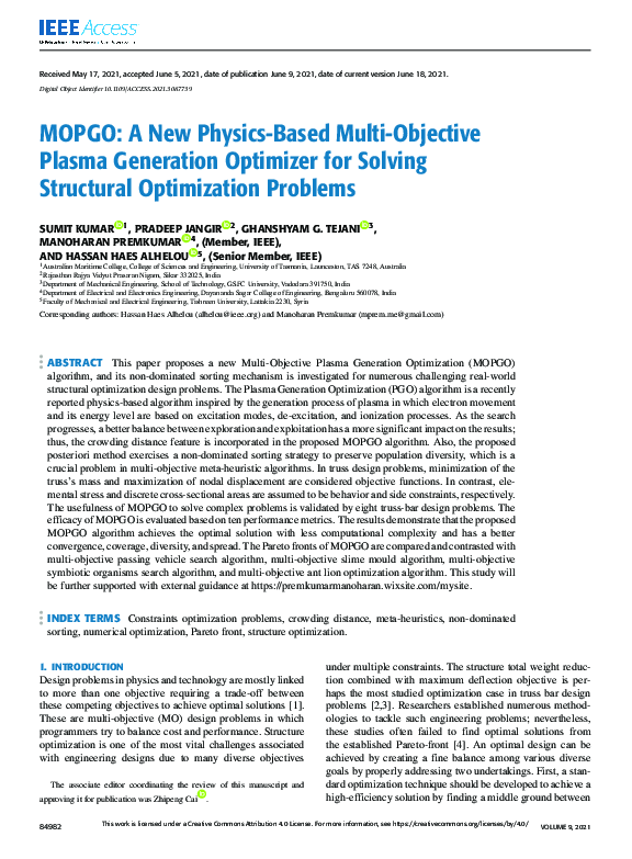 (PDF) MOPGO: A New Physics-Based Multi-Objective Plasma Generation ...