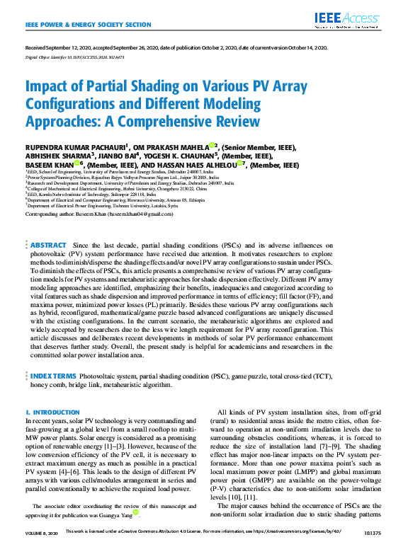 (PDF) PARTIAL SHADING EFFECT ON THE PERFORMANCE OF PV PANEL AND ITS ...