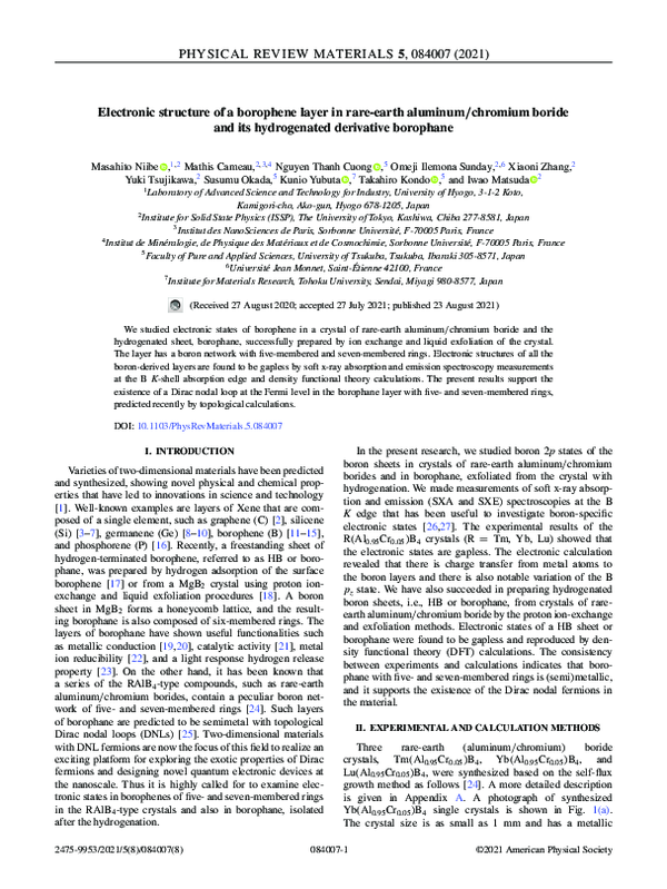 (PDF) Electronic structure of a borophene layer in rare-earth aluminum ...